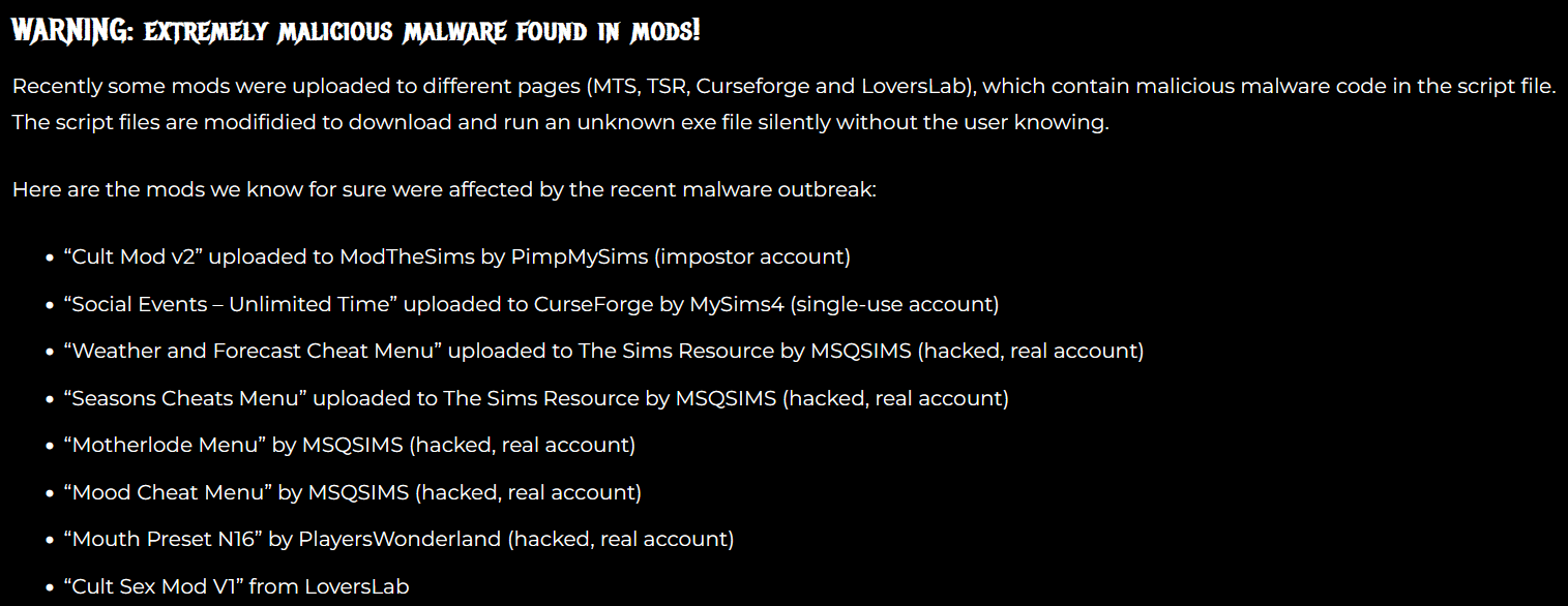 ModGuard: Mod Malware Protection - A New Creation by TwistedMexi — SNOOTYSIMS