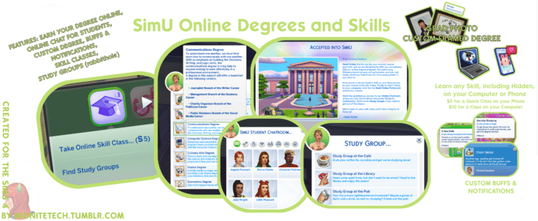 Get Into School Mode With The Sim U Online degrees and skills Mod