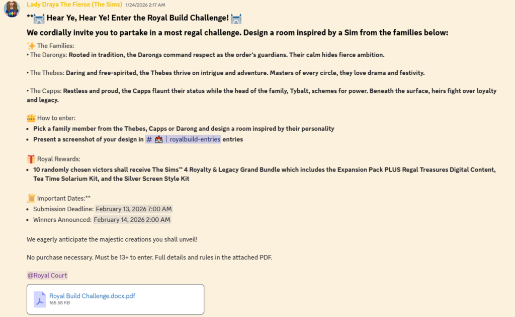 Epic The Sims 4 Royalty & Legacy Build Challenge Announced — SNOOTYSIMS